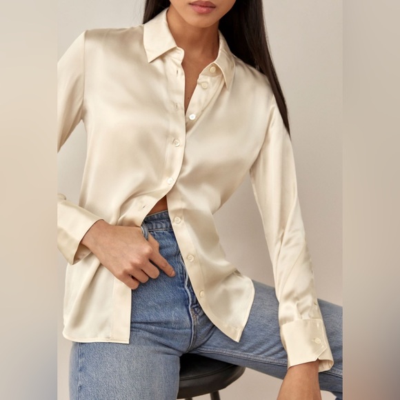 Notations | Tops | Silky Satin Button Blouse | Poshmark
